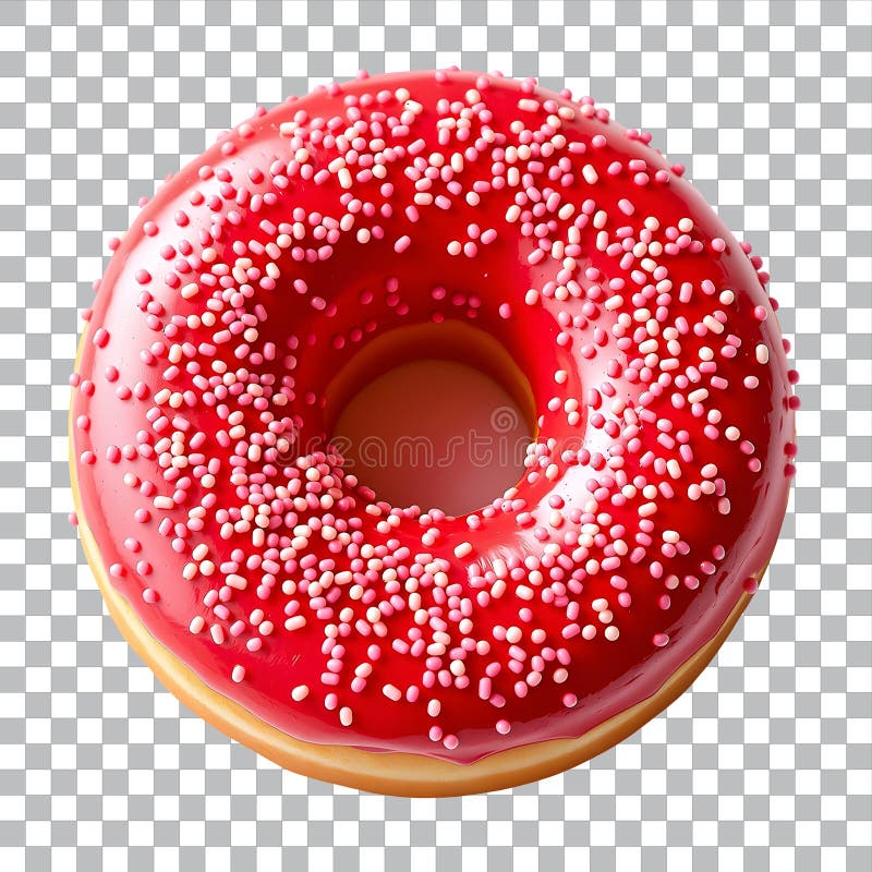 Red Donut with Sprinkles Isolated on Transparent Background Stock ...