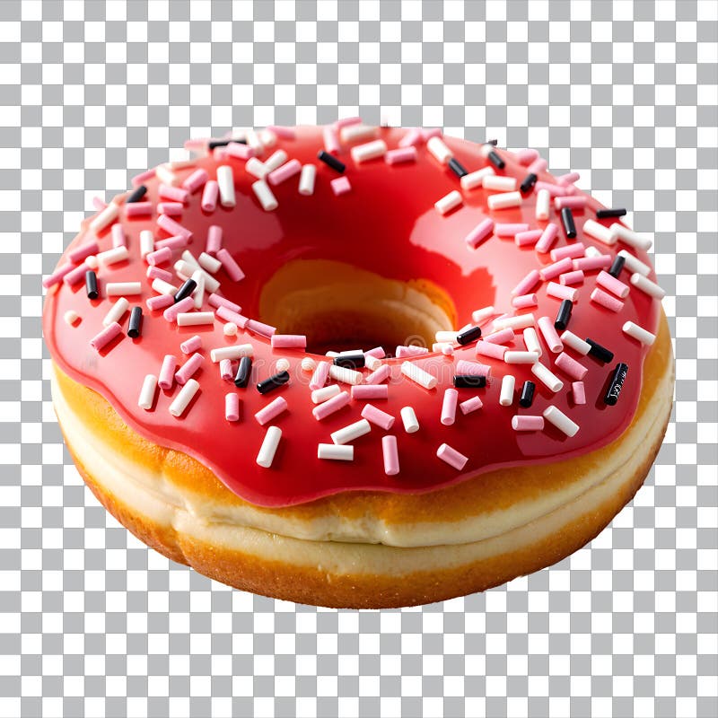 Red Donut with Sprinkles Isolated on Transparent Background Stock Photo ...