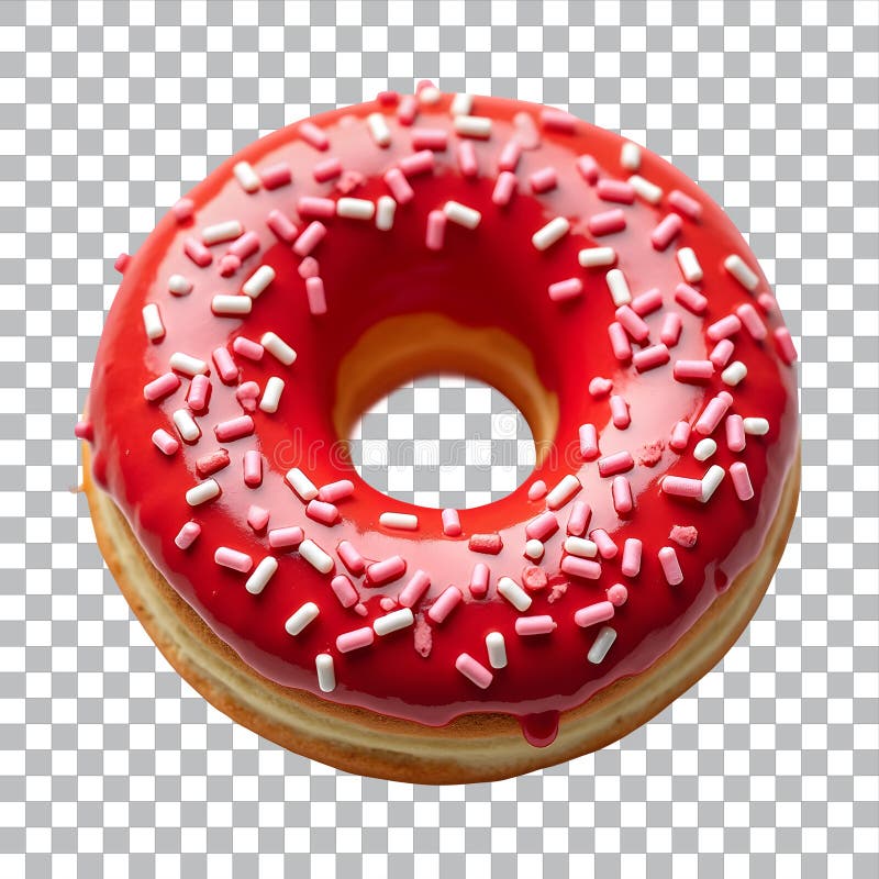 Red Donut with Sprinkles Isolated on Transparent Background Stock ...