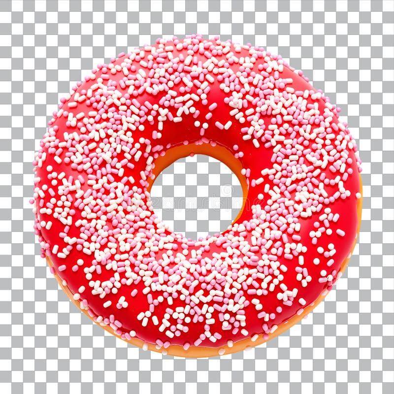 Red Donut with Sprinkles Isolated on Transparent Background Stock ...