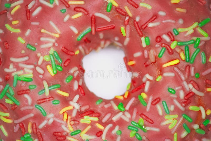Red Donut Top View. White Background Copy Space Stock Image - Image of ...