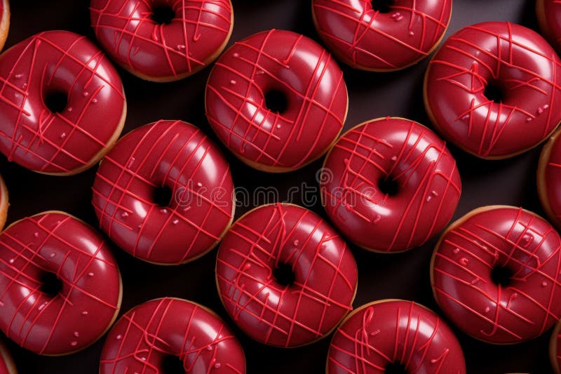 Red Donuts Pattern Fresh. Generate Ai Stock Illustration - Illustration ...