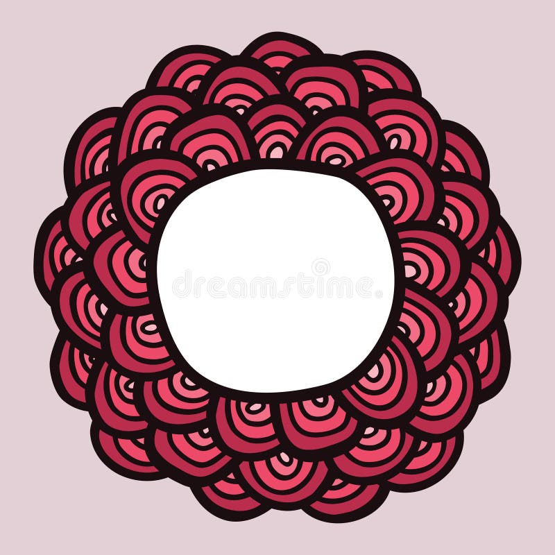 Red doodle flower frame stock vector. Illustration of blank - 73173955