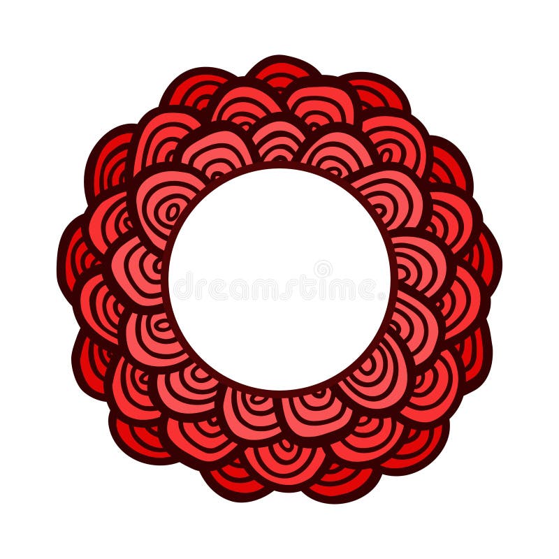 Red Doodle Flower Frame. Cute Vector Card Stock Vector - Illustration ...