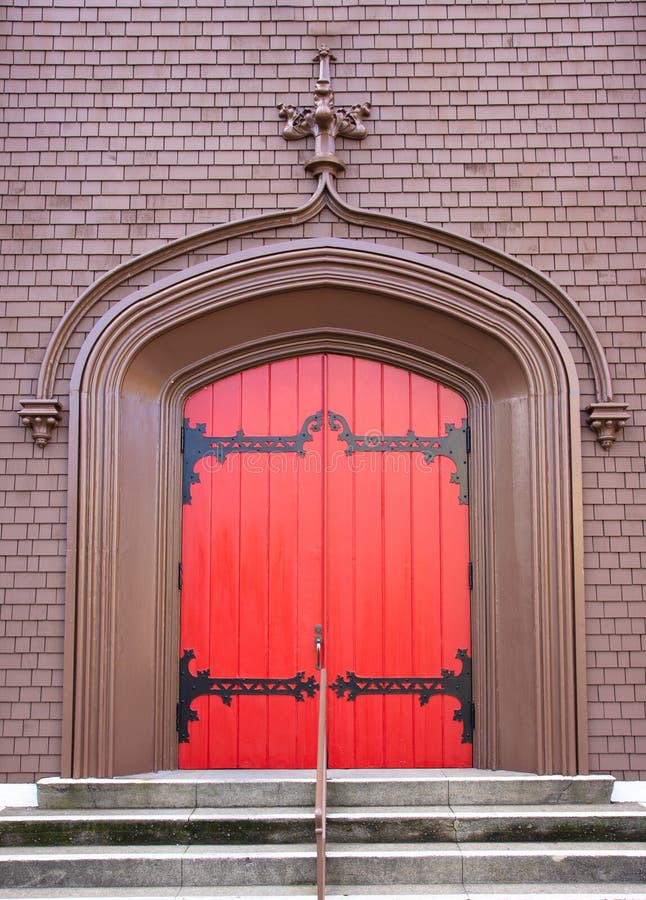 Church red door stock image. Image of protestant, travel - 40370629