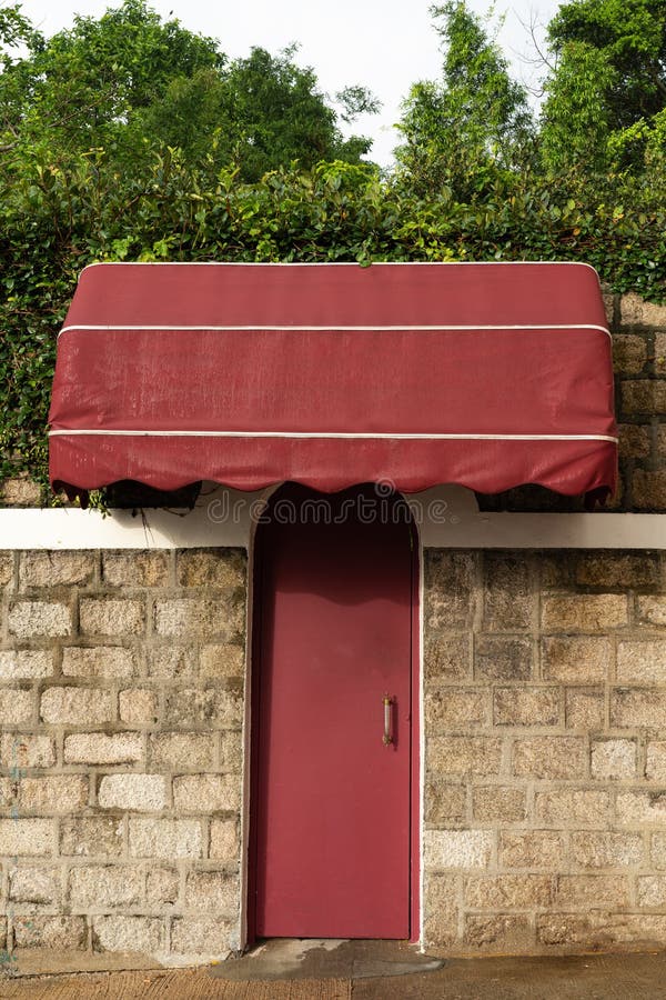 Red Door Cover with Brick and Leaf Cover Stock Photo - Image of enter ...