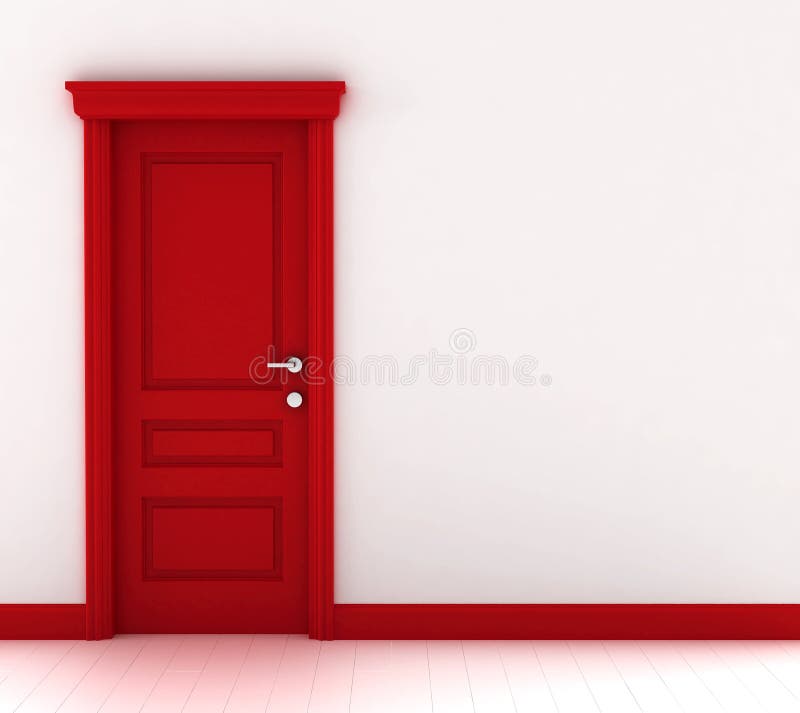 Open Single Red Door stock illustration. Illustration of frame - 9277225