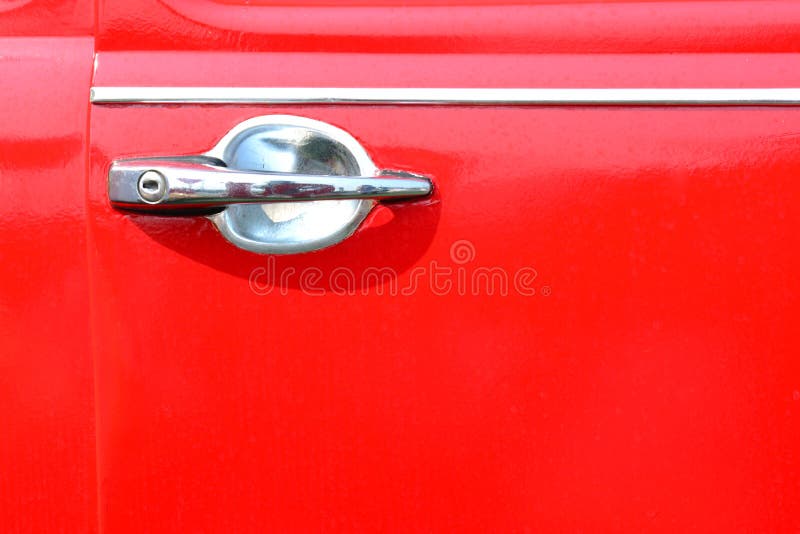 Red door handle car. stock photo. Image of model, steel - 53729076