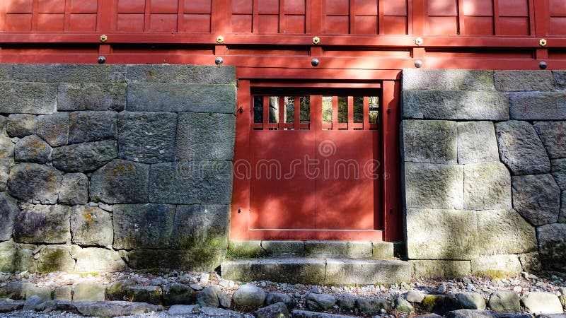 The Red Door at Honden Shrine in Nikko, Japan Stock Photo - Image of ...