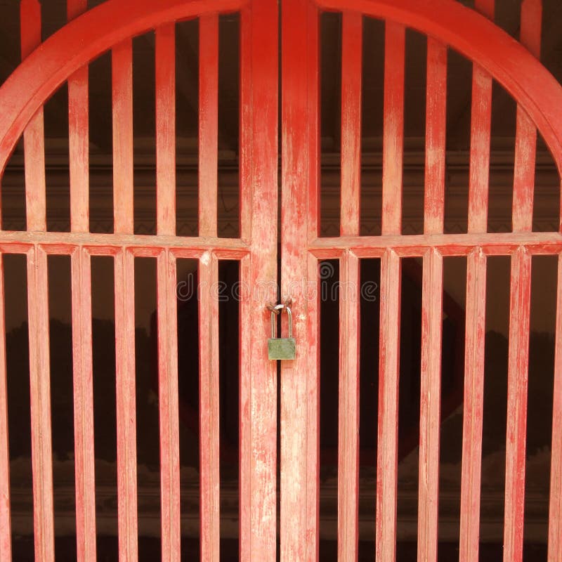 Red door is locked stock photo. Image of arch, security - 141005056