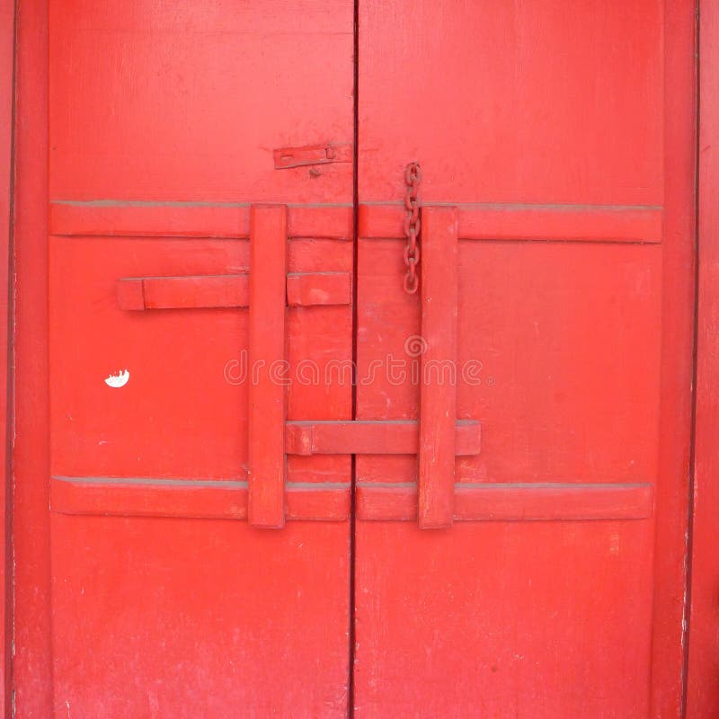 Red door is locked stock photo. Image of texture, door - 141008344
