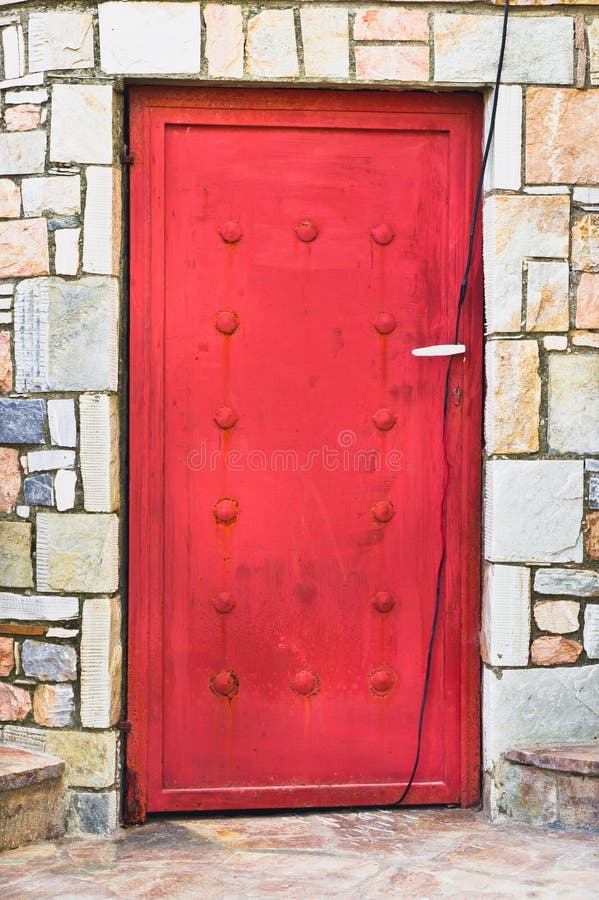 Red metal door stock image. Image of architecture, exterior - 61313707