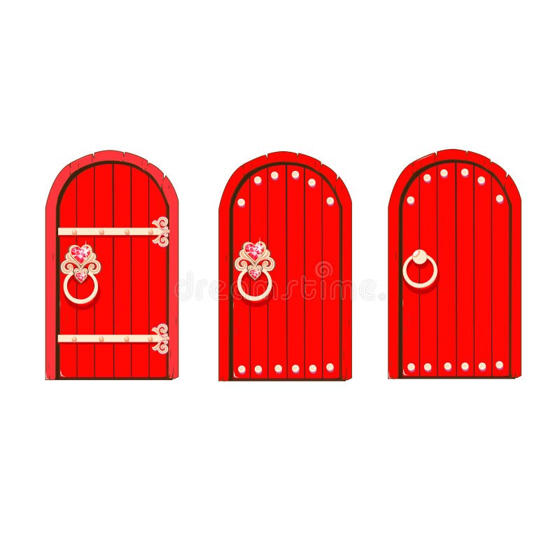 Fairytale Set Red Door Of A Beautiful Princess Stock Vector ...