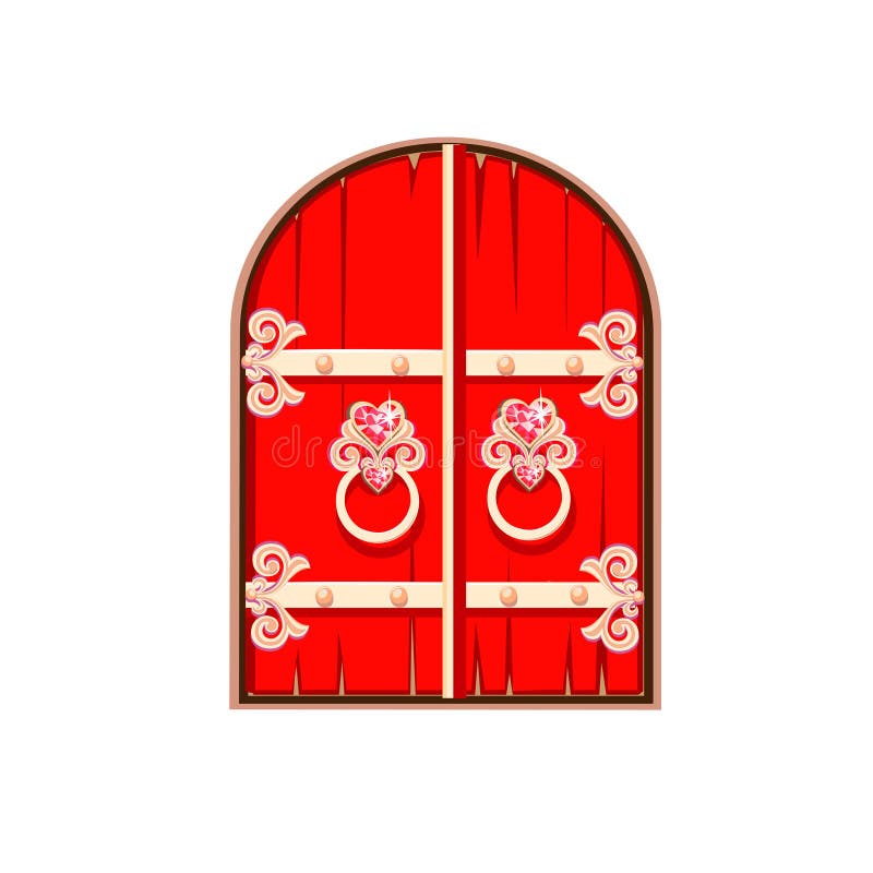 Fairytale Red Door of a Beautiful Princess Stock Vector - Illustration ...