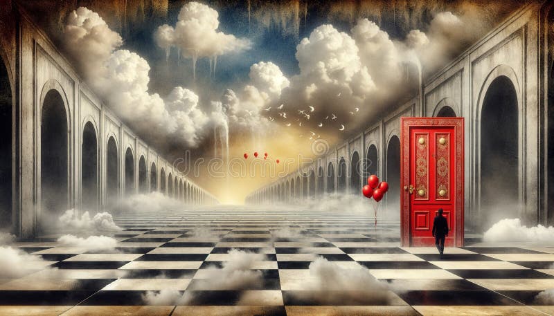 The Red Doors- AI Generated Image(Synthography Art) Stock Illustration ...