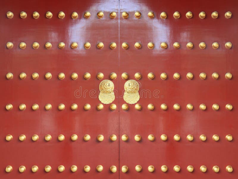 Red Doors with Golden Painting 2 Stock Photo - Image of communist, east ...