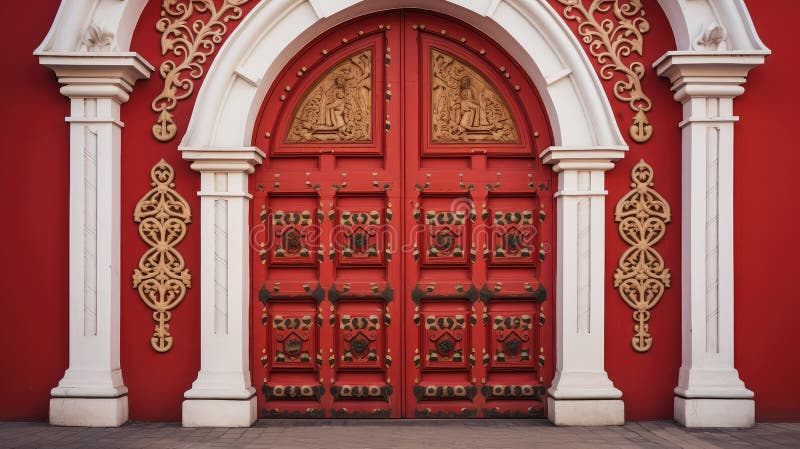 Red doors of stock illustration. Illustration of sanctuary - 368810681