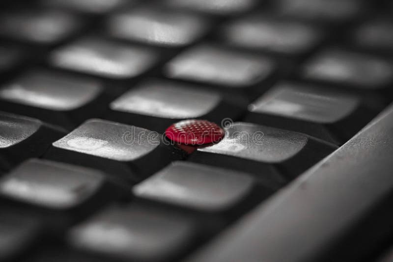 Red dot of laptop keyboard stock photo. Image of computers - 189615684