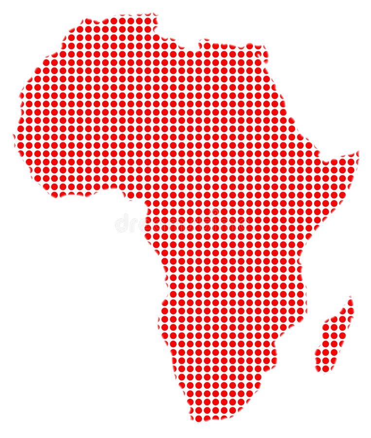 African Red Dot Map Isolated on White Stock Vector - Illustration of ...