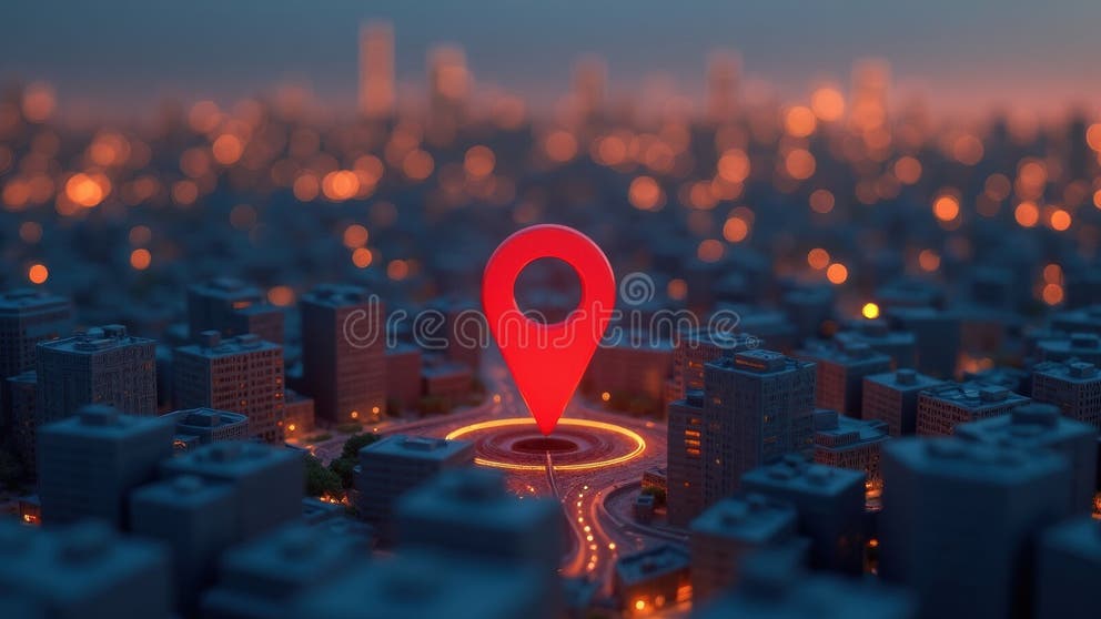 Red dot on a map of a city stock image. Image of city - 363501623