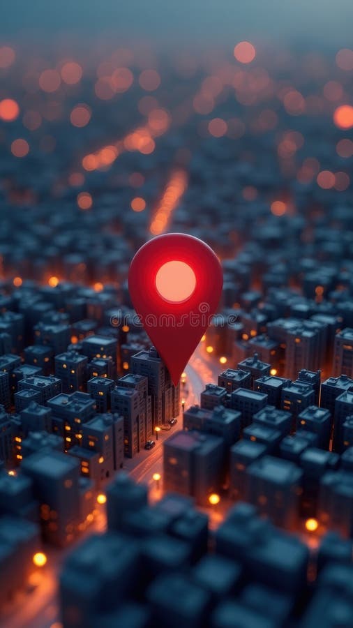Red dot on a map of a city stock photo. Image of river - 363501728