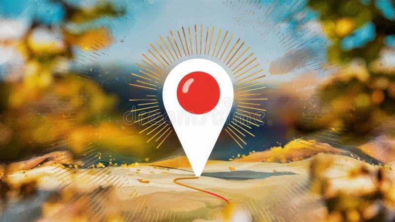 A Red Dot on a Map with Trees and Leaves, AI Stock Image - Image of ...
