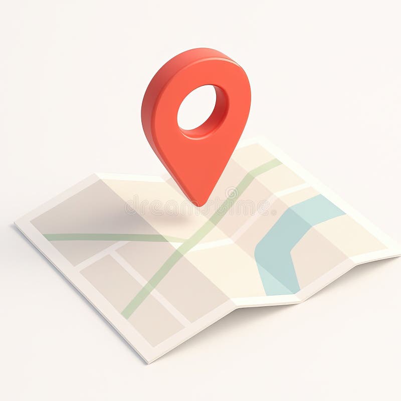 Red Dot is on a Map, Which is Folded in Half. Stock Illustration ...