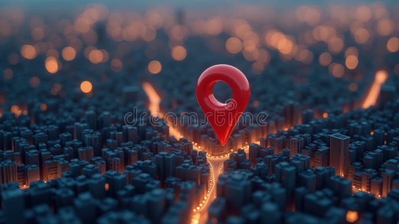 Red Dot is Placed on a City Map, Indicating a Specific Location Stock ...