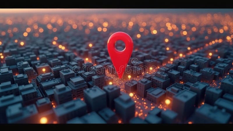 Red Dot is Placed in the Middle of a Cityscape Stock Image - Image of ...