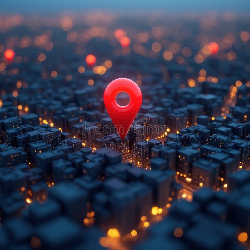 Red Dot is Placed in the Middle of a Cityscape Stock Photo - Image of ...