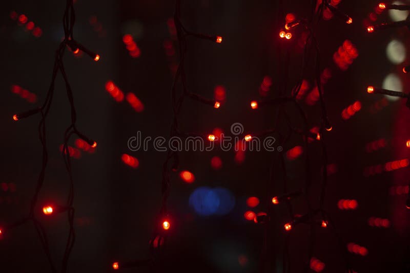 Red Dots in Space. Lights in Dark. Red Light Bulbs Stock Image - Image ...