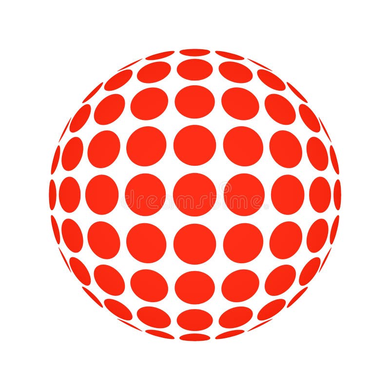 Red Dots on White 3D Ball - 3D Illustration Stock Illustration ...