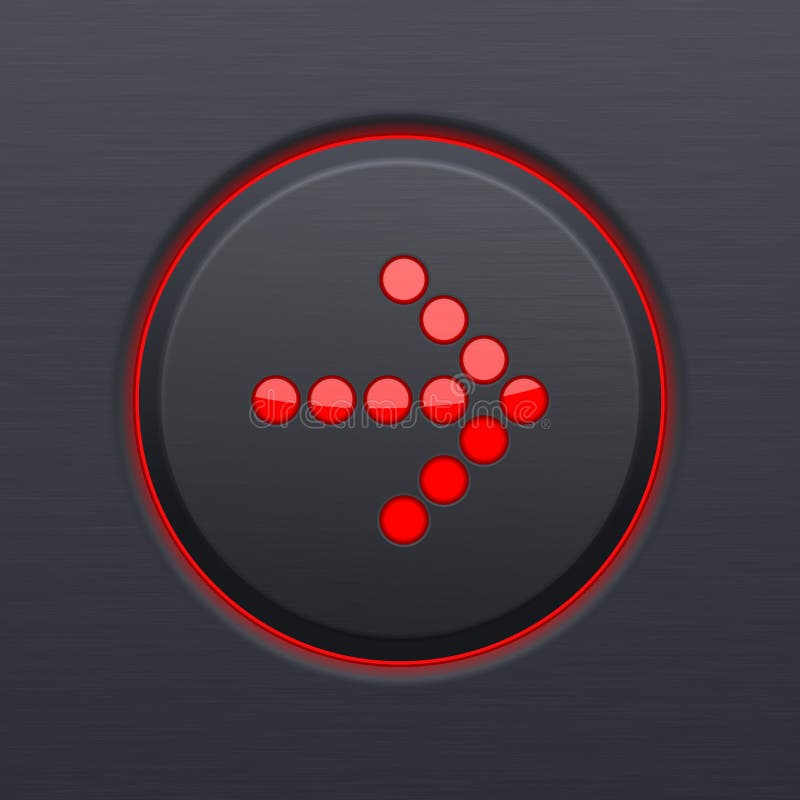 Red Dotted Arrow on Round Black Button Stock Vector - Illustration of ...