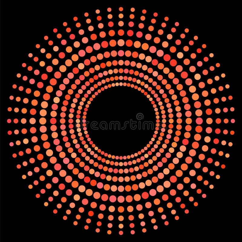 Red Dotted Circle Isolated on White Background. Halftone Icon Stock ...