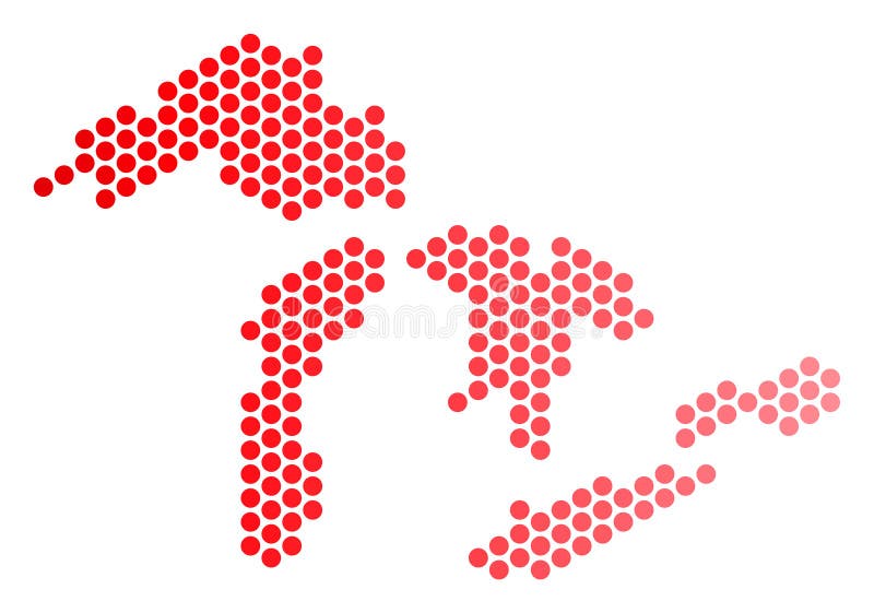 Red Dotted Great Lakes Map stock vector. Illustration of circle - 118734632