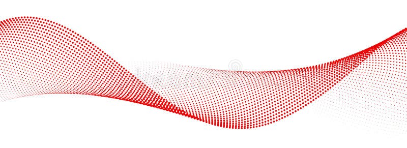 Red Dotted Wave Line Pattern. Halftone Undulate Net Background ...