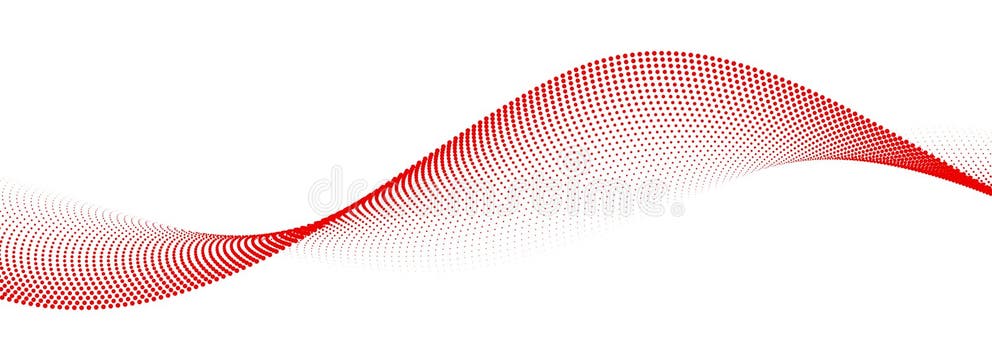 Red Dotted Wave Line Pattern. Halftone Undulate Net Background ...