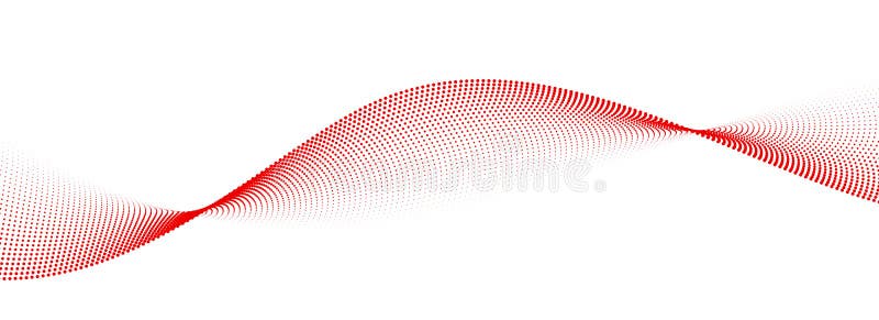 Red Dotted Wave Line Pattern. Halftone Undulate Net Background ...