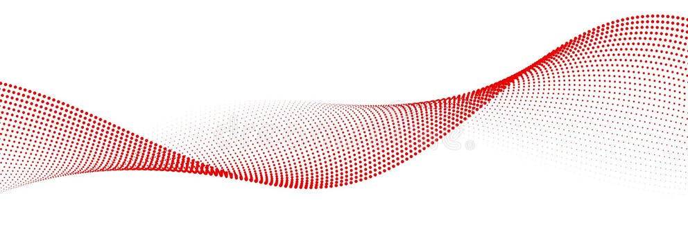 Red Dotted Wave Line Pattern. Red Halftone Undulate Net Background ...