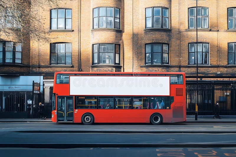 Red Double-decker Bus with Blank Billboard Advertisement Stock ...