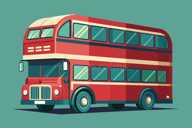 A Red Double Decker Bus is Displayed on a Bright Blue Background in ...