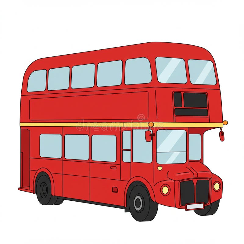 Red Double-decker Bus Illustration Featuring Two Levels with Multiple ...