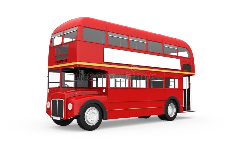 Red Double Decker Bus Isolated on White Background Stock Photo - Image ...