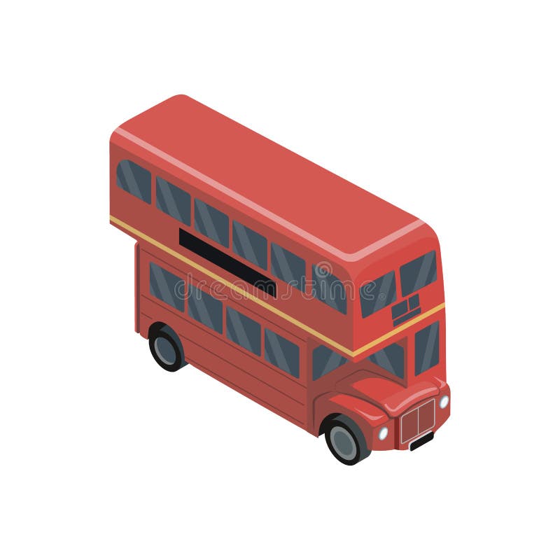 Red Double Decker Bus Isometric 3D Element Stock Vector - Illustration ...