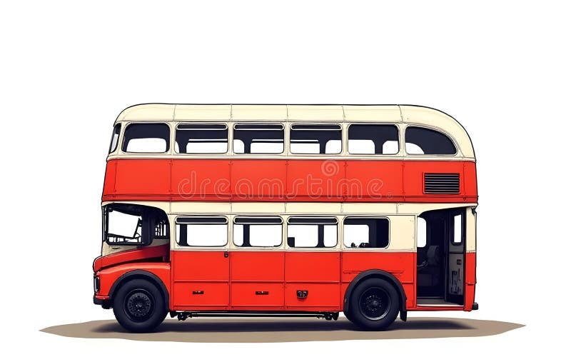 Red Double-decker Bus Waiting with Open Doors Stock Illustration ...