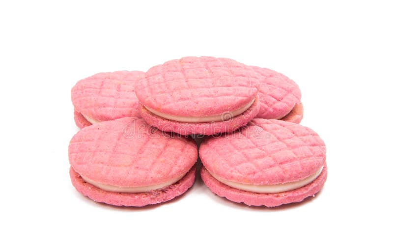 Red Double Fruit Biscuits Isolated Stock Photo - Image of cookies ...