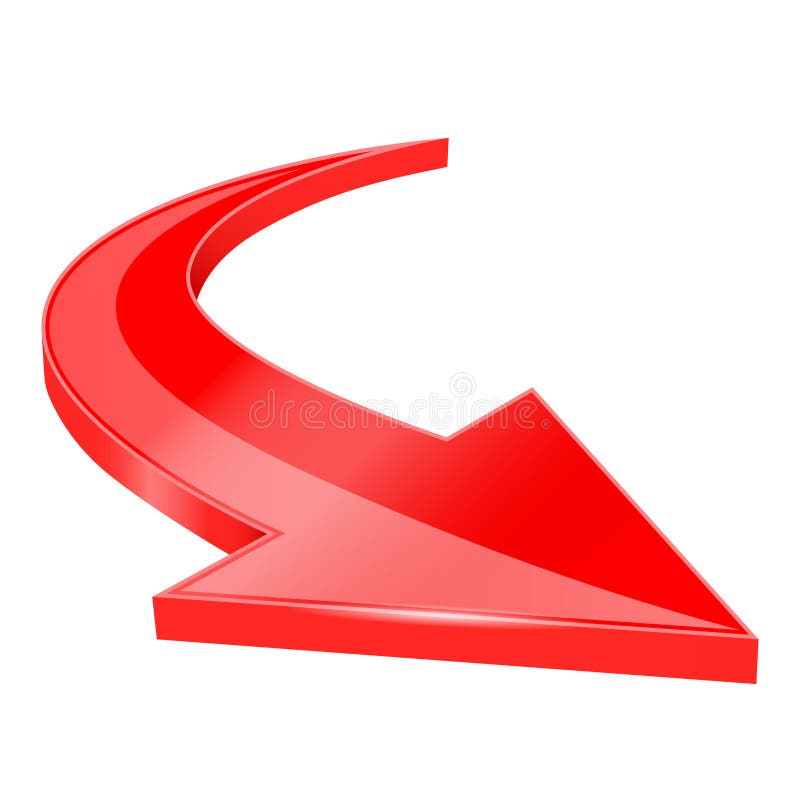 Red Down Arrow. Shiny 3d Icon Stock Vector - Illustration of arrow ...