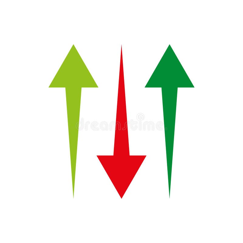 Red Down Arrow Symbol. Two Green Up Arrows. Directional Comparison Illustration. Vector Design ...