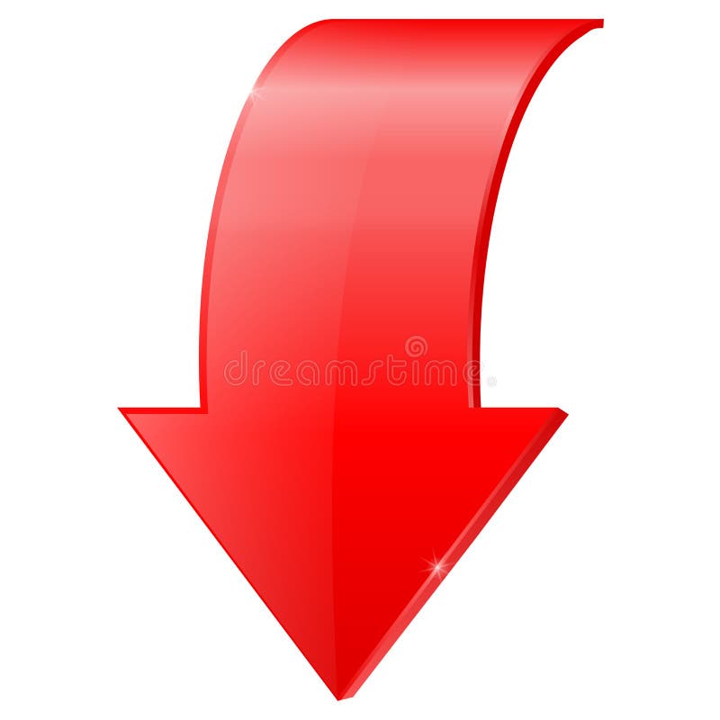 Red DOWN arrow stock vector. Illustration of motion - 154774026