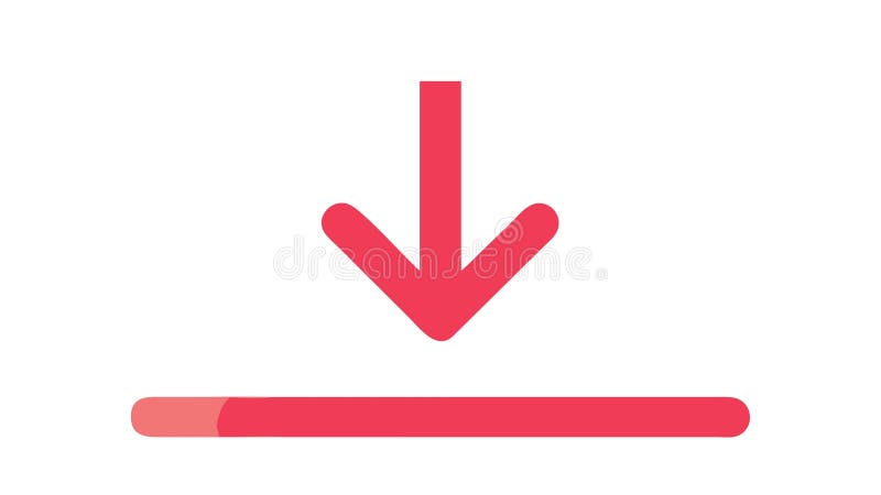 Red Download Icon with Progress Bar, File Transfer Status, Vector ...